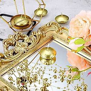 40 Pcs Unscented Christmas Gold Floating Candles Artificial Pearl String for Floating Candle Set for Wedding Centerpieces Table Decoration Vases Filler for Birthday Valentine's Day Party Decor