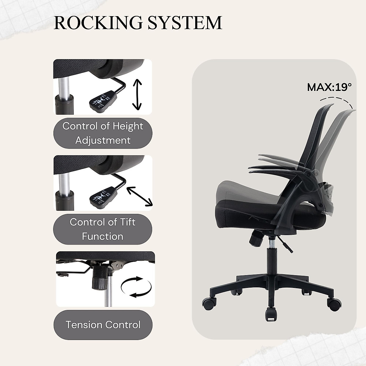 Uneeruiqy Computer Ergonomic Office Chair, Black