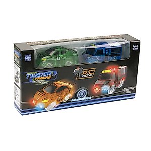 Mindscope Twister Tracks Set of 2 Radio Control RC Add-on Cars with 2 Remote Controls Race Car + Police Van