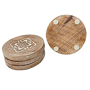 Boston Warehouse Scallop Etched Drink Coasters, Round