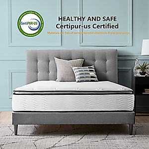 EASELAND Queen Size Mattress - 10 inch Bamboo Pillow Top Hybrid Mattress in a Box, Innerspring & Cooling Gel Memory Foam Mattresses for Supportive & Pressure Relief, Medium Firm