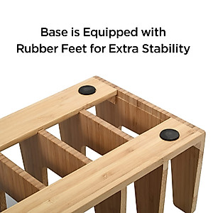 MobileVision Bamboo Pot Lid Holder Organizer for Storage in Cabinets or Kitchen Countertops and Cupboards