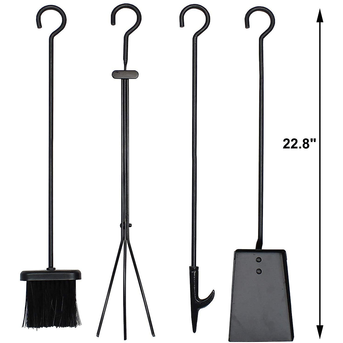 MYFIREPLACEDIRECT 5 Pieces Fireplace Tools Sets Strength Wrought Iron Indoor Outdoor Fire Place Toolset Hearth Accessories Kit (Black Squirrel w/Gloves)