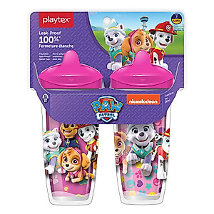 Playtex Sipsters Stage 3 Paw Patrol Spill-Proof, Leak-Proof, Break-Proof Spout Cup for Girls, 9 Ounce (Pack of 2)