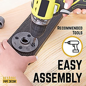 PIPE DECOR 30” Solid Wood Wall-Mounted Rack with 4 Hooks, Industrial Wall-Mounted Coat Rack, Boulder Black