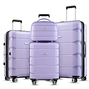 LUGGEX Purple Luggage Sets 3 Piece for Women - Expandable Carry on Luggage Set with Spinner Wheels - Lightweight Fashion Travel Companion
