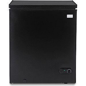 Muhub 5.0 Cu.Ft Chest Freezer,Deep Freezer with Removable Basket,Compact Freezer with Top Open Door, Adjustable Temperature, Low noise，Suitable for Kitchen Dorm Garage and Shed，Black