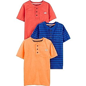 Simple Joys by Carter's Baby Boys' 3-Pack Short-Sleeve Tee Shirts, Orange/Blue/Red, 2T