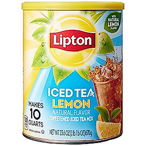 Lipton Lemon Iced Tea Mix, Sweetened, Makes 10 Quarts (Pack of 6)