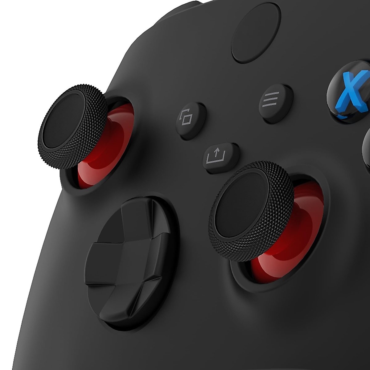 eXtremeRate Replacement Thumbsticks for Xbox Core Wireless Controller, Joysticks Repair Kit for Xbox Series X/S Controller, Custom Analog Stick Buttons for Xbox One S/X/Elite - Carmine Red & Black