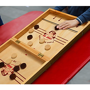 4 in 1 Board Game Set - Extra Large Sling Puck Game Wooden Chess Board Sets, Checkers Board Game for Adults Nine Mens Morris | Wooden Chess Set String Puck Game & Checkers Game for Kids