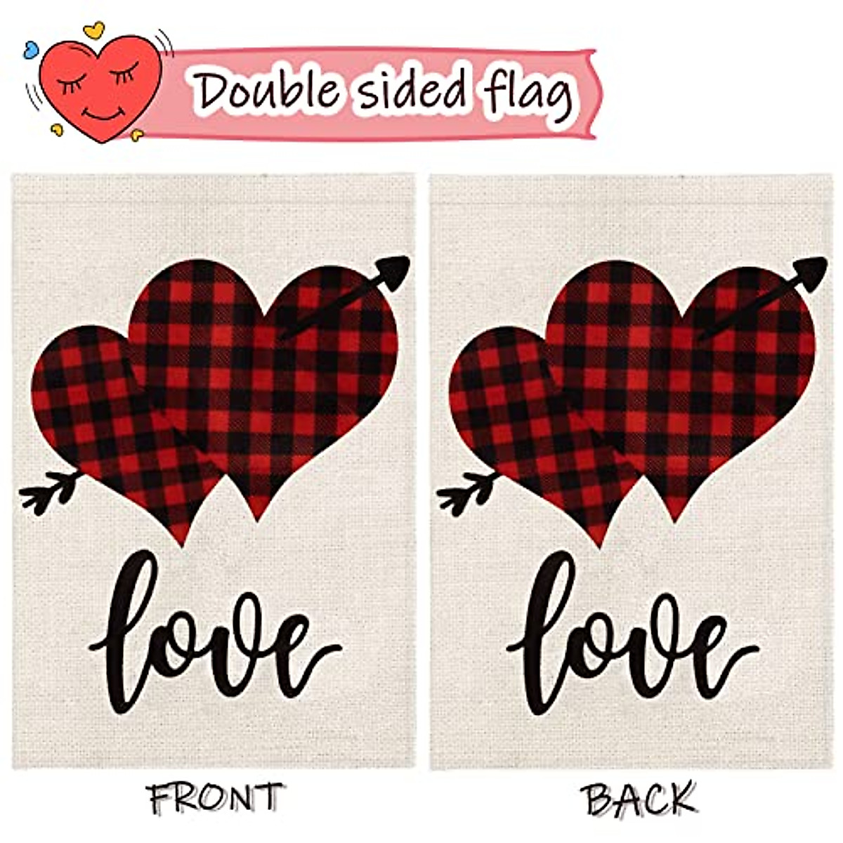 Valentines Day Love Garden Flag Vertical Double Sided Burlap Yard Flags Signs for Valentine’s Day Spring Summer Fall Yard Outdoor Farmhouse Decoration Small