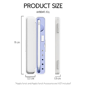 Meowster Storage Box with Lid for Apple Pencil 2nd Gen and 1st Generation - Pen Protective Carrying Case for iPad Pencil - Holder Accessories - Shock-Absorption (Purple)