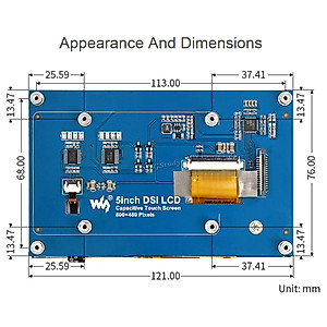 for Raspberry Pi 5inch LCD Capacitive Touch Display Screen 800×480 5inch LCD DSI Interface for Raspberry Pi 4 3 2 Model B B+ A+ Raspbian Retropie Ubuntu Kali WIN10 IoT Driver Free @XYGStudy