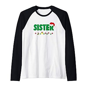 Christmas Sister Sibling Santa Matching Family Raglan Baseball Tee