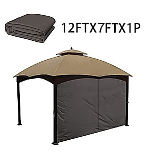 Gazebo Universal Replacement Privacy Curtain – Hugline 10' x 12' Gazebo Side Wall Outdoor Privacy Panel with Zipper (Brown)