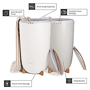 Zadro Large Hot Towel Warmer Bucket Timer Electric Towel Warmer for Bathroom Auto-Shut Off Heated Towel Warmer Spa (Large | 20L | 12" Dia. x 21" Tall, White)