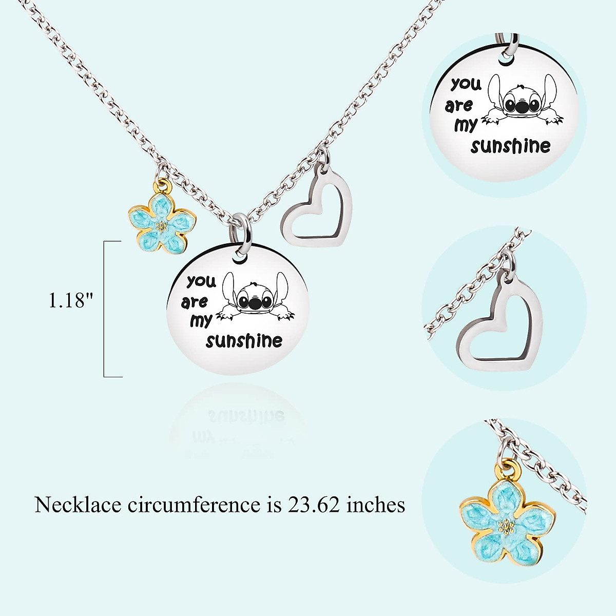 ZZLTAWS Stitch Necklace for Girls Women, Ohana Inspired Necklace Stitch Birthday Necklace Gifts, The Best Gift for Daughters、Granddaughters、Nieces, and Stitch Lovers (To My Daughter)