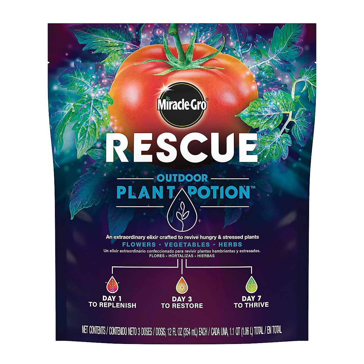 Miracle-Gro Rescue Outdoor Plant Potion - 3-Step Garden Saver - Plant Food to Revive Yellowing, Wilting Plants in 7 Days