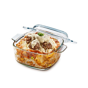 NUTRIUPS 1L Glass Casserole Dish for Oven with Lid Square Casserole Dish with Lid, Mini Glass Casserole Cookware Small Casserole Dish