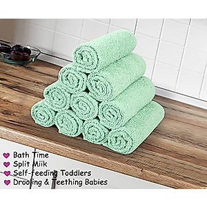 SIMPLY LOFTY Cotton Washcloths 12” x 12” (12 Pack) Premium Fingertip Towels Highly Absorbent Facial Towels for Bathroom 100% Ring Spun Cotton Wash Cloth Set (Aqua Mint)