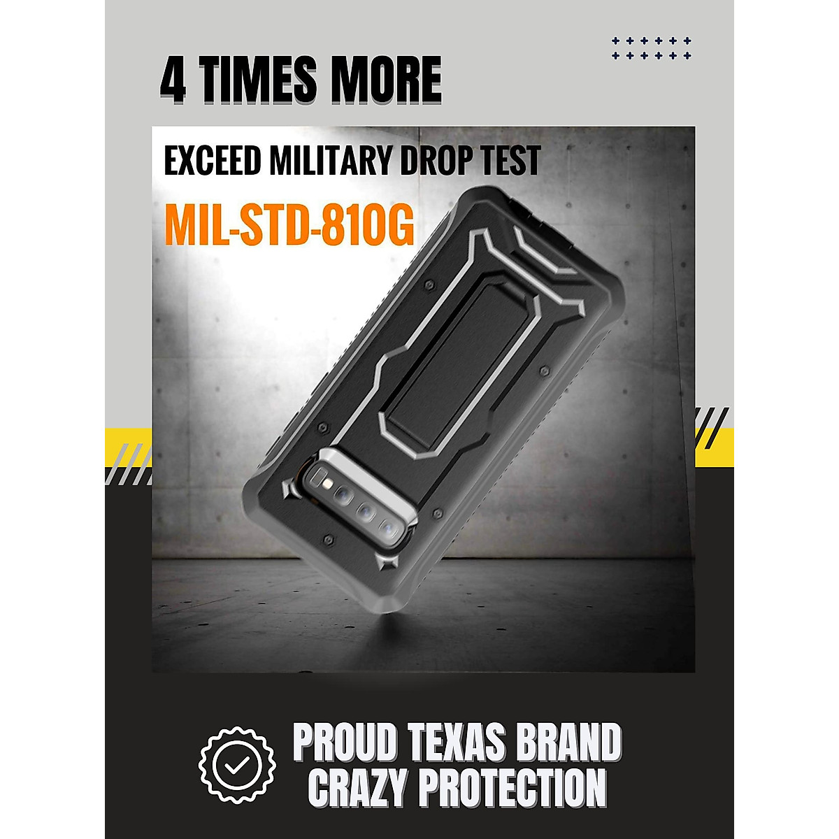 ArmadilloTek Vanguard Compatible with Samsung Galaxy S10+ Plus Case (Screenless Version) Military Grade Full-Body Rugged with Kickstand - Black