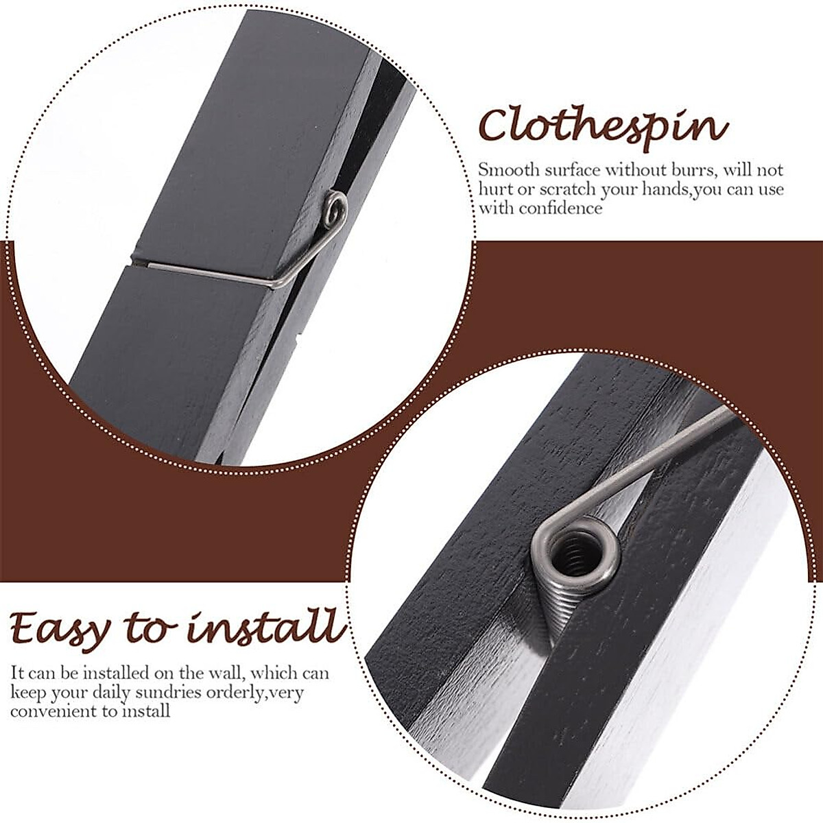 ABOOFAN Jumbo Wood Clothespin Towel Holders Giant Clothes Clip Hooks Wall Mounted Towel Clip Clothes Pins Hooks for Wedding Farmhouse Bathroom Laundry Room