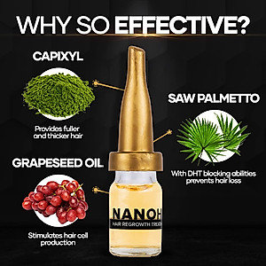 NanoHair by Bubbly Multi Effect Hair Strengthening Serum, Root Activator Hair Treatment Oil Serum To Make Your Hair Look Stronger, Longer and Healthier, 0.17 Fl Oz/5 mL x 10 pcs
