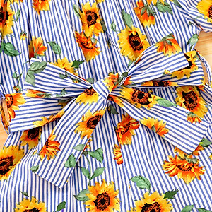 YOUNGER TREE Kids Toddler Baby Girls Summer Outfit Off-Shoulder Sunflower Overall Romper Jumpsuit Short Trousers Clothes (Sunflower, 18-24 Months)