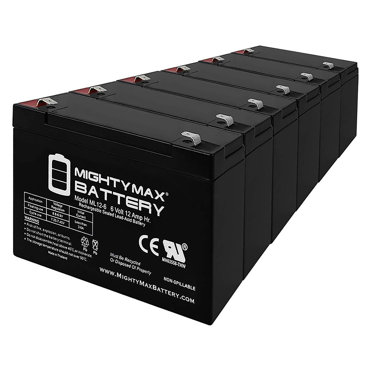 6V 12AH F2 SLA Replacement Battery for Power-Sonic PS6100F1-6 Pack