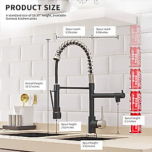 AIMADI Kitchen Sink Faucet,Black Kitchen Faucets with Pull Down Sprayer,Black Stainless Steel Single Handle One Hole Kitchen Faucet,Matte Black