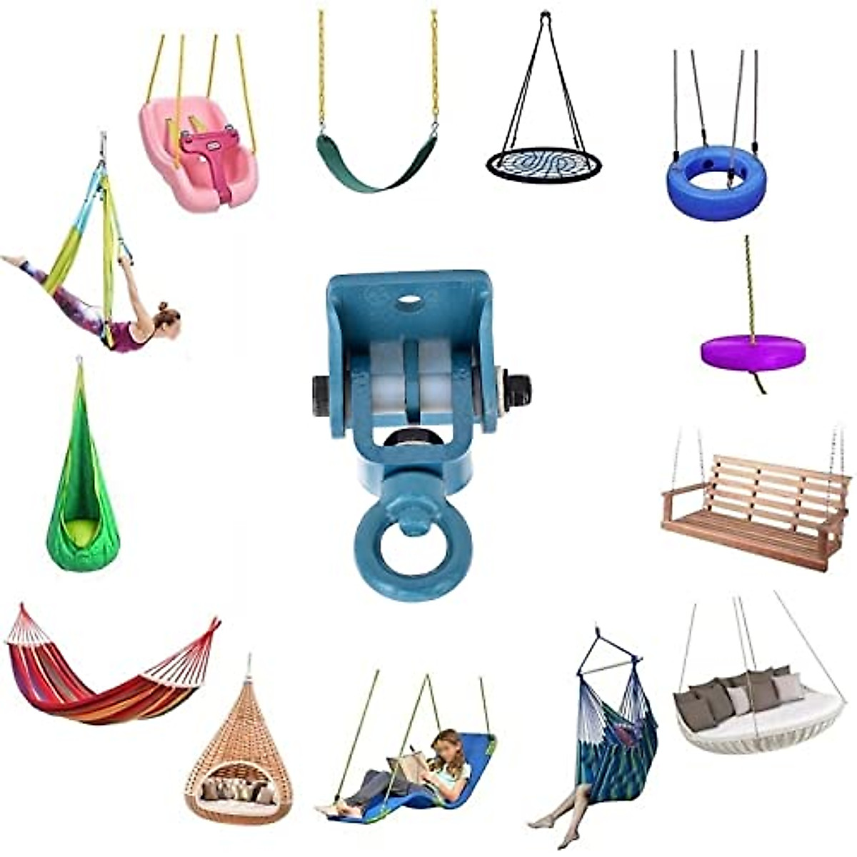 Yyiwhmy Stainless Steel Swing Hanger 1500LB Capacity for Swing Seat Porch Yoga Hammock Chair Sandbag Indoor Outdoor （Bule