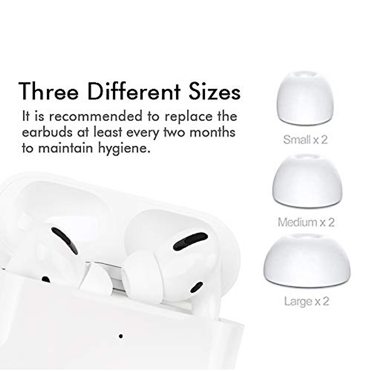 Light Harmonic Silicone Hybrid Ear Tips | Replacement Buds for Airpod Pro | Provides Great Seal & Sound Isolation | Enhanced Audio Performance |Comfortable | 3 Pairs (Small, Medium, Large)