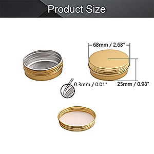 Othmro 6pcs 2oz Metal Round Tins Aluminum Tin Cans Containers with Screw Lid, 68 * 25mm(DxH) Gold tin cans for Salve, Spices, Lip Balm, Tea or Candies 60ml