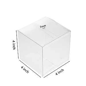 4x4x4 Inches Transparent Apple Box With Hole,30 PCS Caramel Apples Clear Boxes Candy Apple PET Boxes for Candy Making