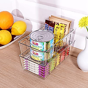 Puricon 4 Pack Pantry Organization and Storage Bins for Kitchen Fridge Countertop Cabinet Bundle with 2 Pack Under Sink Organizer, 2-Tier L-Shape Sliding Under Sink Organizers and Storage