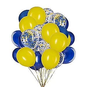 Blue and Yellow Balloons,Blue Yellow Confetti Balloon for Party Decorations,12 Inch,Pack of 50