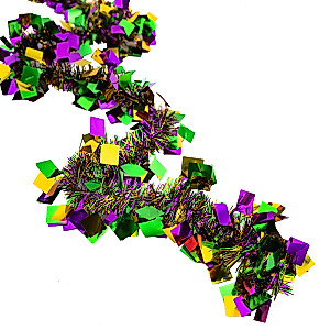 JOYIN 5PCS Mardi Gras Party Decoration with 1 PCS Fringe Curtain, 3 PCS Table Skirt and 1 PCS Garland Pack Mardi Gras Party Favor Supplies