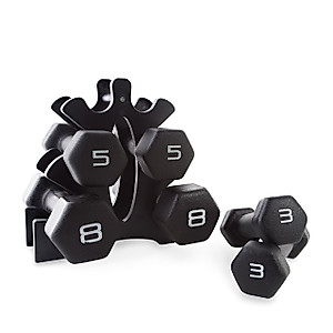 CAP Barbell Neoprene Dumbbell Set with Rack, 32 Pounds,Black