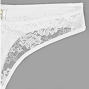 Banamic Womens Panties Thong Lace G-String T-Back Panties Strappy Panties Sexy White