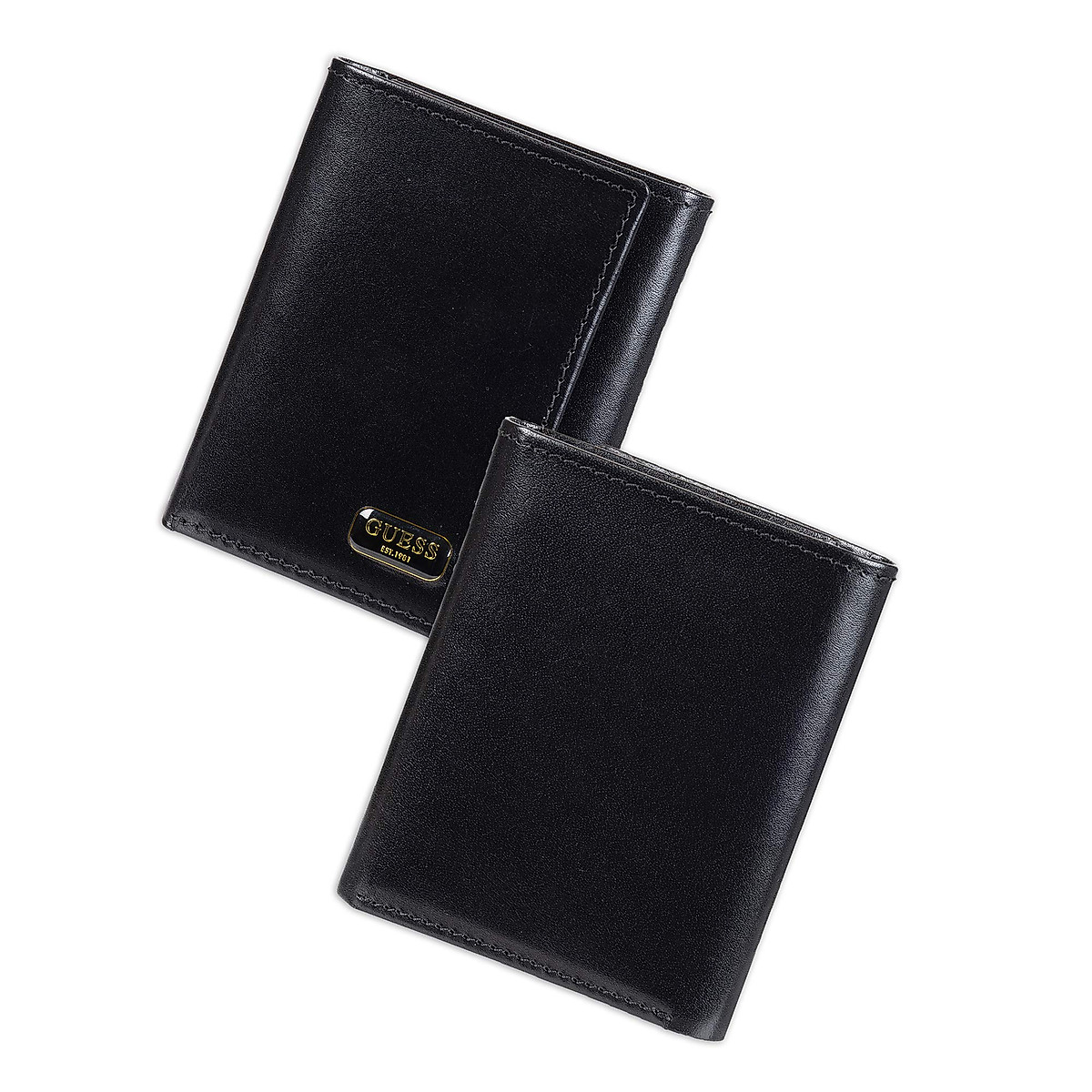 GUESS Men's Leather Trifold Wallet, Black Chavez, One Size