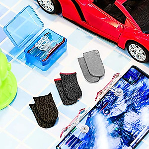 18 Pieces Mobile Gaming Finger Sleeves Touchscreen Finger Sleeve Anti-Sweat Breathable Finger Sleeve and 4 Pieces Aim Buttons for Playing Mobile Phone Games