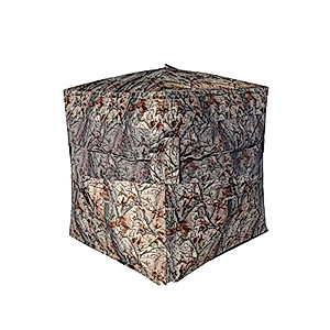 Muddy Outdoors Infinity Epic Camo Shadow Mesh Windows Black Backed Water Resistant Heavy-Duty 600 Denier Fabric Ground Blind, 2-Person