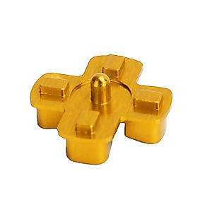 Metal Aluminium Alloy Buttons Set for PS4 Controller, ABXY Bullet Buttons + Thumbsticks Analog Thumb Grip + Chrome D pad for PS4, Joystick Replacement for PS4 Gamepad (Golden)