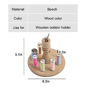 Kelendle 8 Spool Portable Wooden Bobbin Holder Stand Thread Rack Holder Thread Organizer Rack