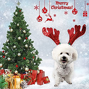 Christmas Dog Elk Reindeer Antler Headband Red Xmas Pet Costume Headwear Adjustable Accessories for Small Medium Dog Puppy