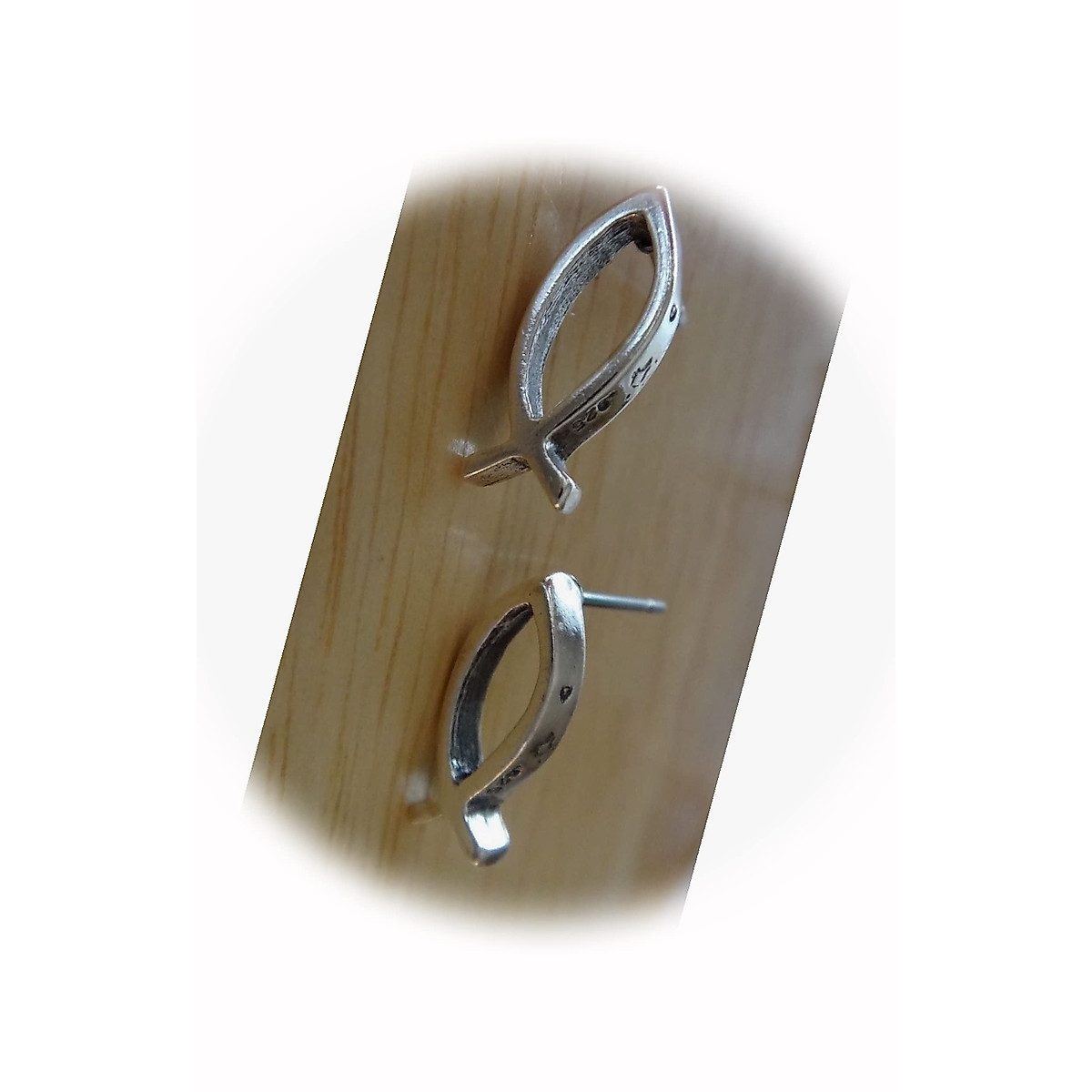 New Sterling Silver Small 13x5mm Cut Out Christian Fish Stud Earrings CII0659SEE