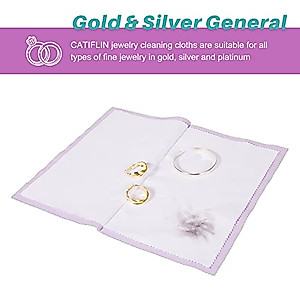 CATIFLIN 3pcs Multi-Layer Jewelry Cleaning Cloth, Large Polishing Cloth, 100% Cotton Jewelry Cleaning Cloth for Gold, Silver and Platinum Jewelry (Purple, 10"X12")