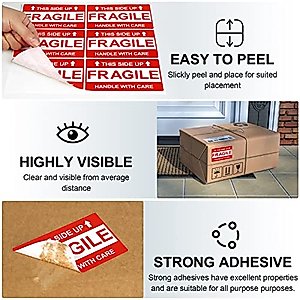 3x5 Inch Fragile Stickers for Shipping, 198 Pcs Fragile Stickers, Strong Adhesive Fragile Labels, Handle with Care Stickers for Shipping, Fragile Stickers for Moving