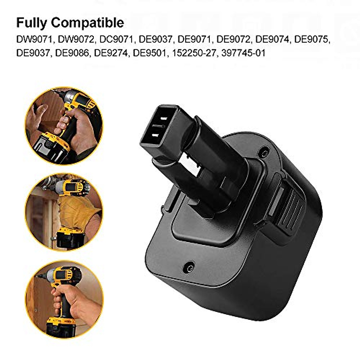 3.6Ah Replacement Battery Compatible with Dewalt 12V Battery DC9071 DW9072 DW9071 DE9037 DE9071 DE9072 DE9074 DE9075 Cordless Tools 2Pack